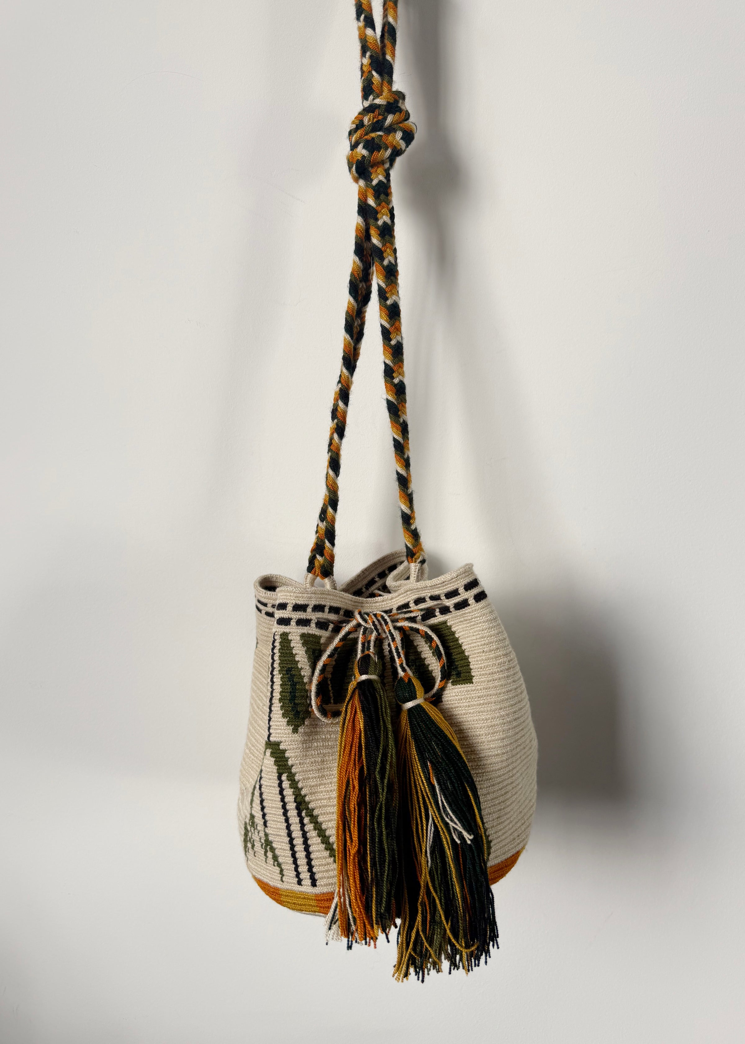 Medium Camellia Crossbody Bag, Grey & Green | Guanabana | Aimé London